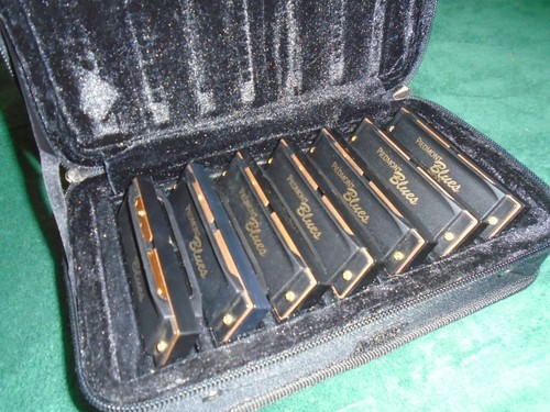 7 pack Hohner Piedmont Blues Seven Piece Harmonica Set with Case ...