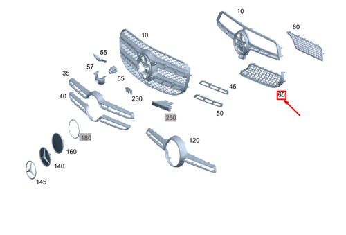 NEW MB GLE W167 RADIATOR LEFT LOWER GRILLE CARRIER A1678886900 ORIGINAL ...