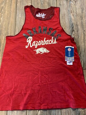 NWT Womens Arkansas Razorbacks Red & Maroon Racerback Logo Tank Top Sz ...