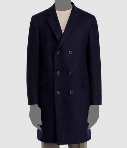 Bloomingdale's Men's Blue Regular Double-Breast Overcoat Jacket Size ...