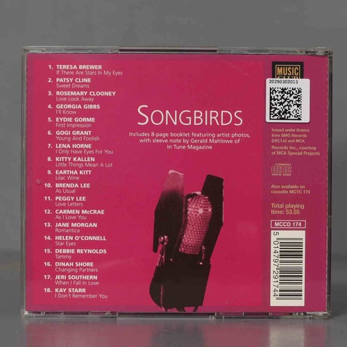CD. Various Songbirds (18 Classic Female Vocal Performances) | eBay