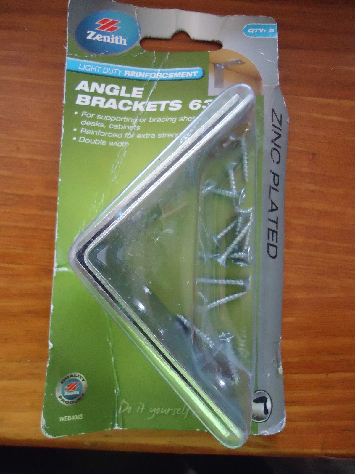 ANGLE BRACKET 63MM X 63MM REINFORCED WITH SCREWS SHELVES DESK BRACING ...