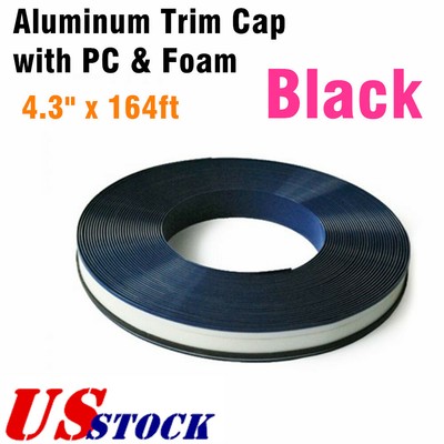 US 4.3" x 164ft Black Color Aluminum Trim Cap with PC & Foam ...