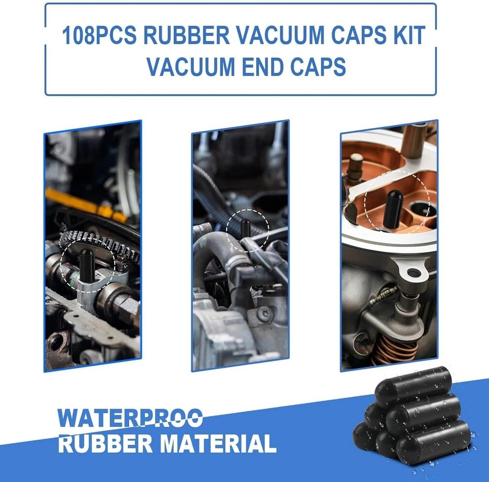 108PCS Vacuum Caps Assortment, Vacuum Plugs Hose End Cap, Rubber Vacuum ...