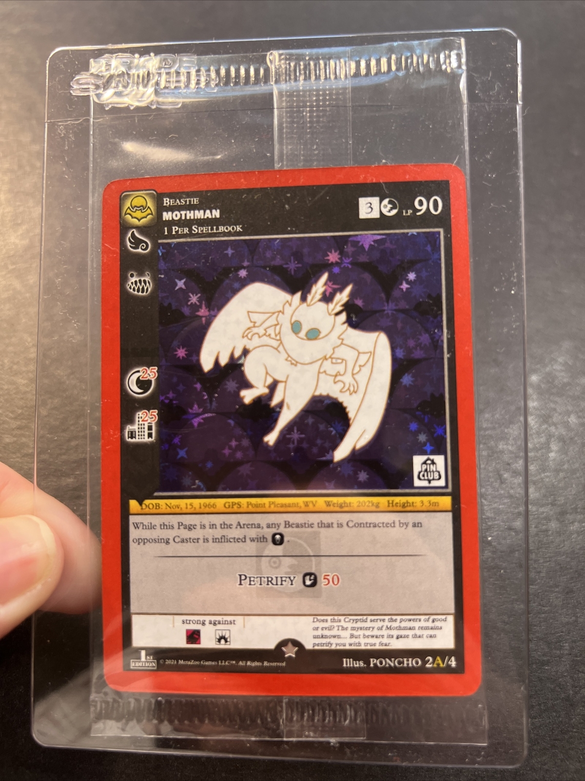 MetaZoo WHITE Mothman FULL HOLO Nightfall Pin Promo Alt Art Card 2A ...