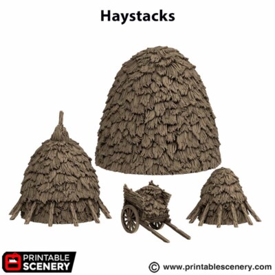 Haystacks Medieval Farm Village Props 28mm Scatter Terrain Hay Bale ...