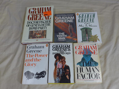Lot of 6 GRAHAM GREENE BOOKS: The Shipwrecked, Human Factor, Tenth Man ...