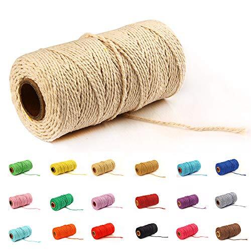 Macrame Cotton Cord 2mm 109 Yard Cotton Rope Colored Craft Cord for DIY ...