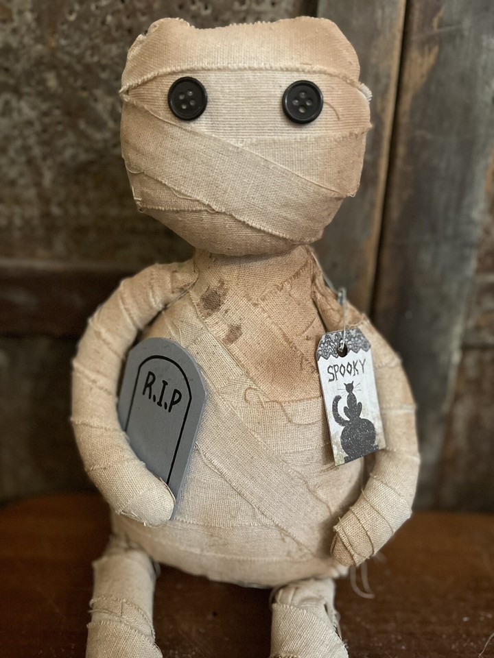 Grubby Primitive Tea Stained Spooky MUMMY Rag Doll Halloween Decor ...