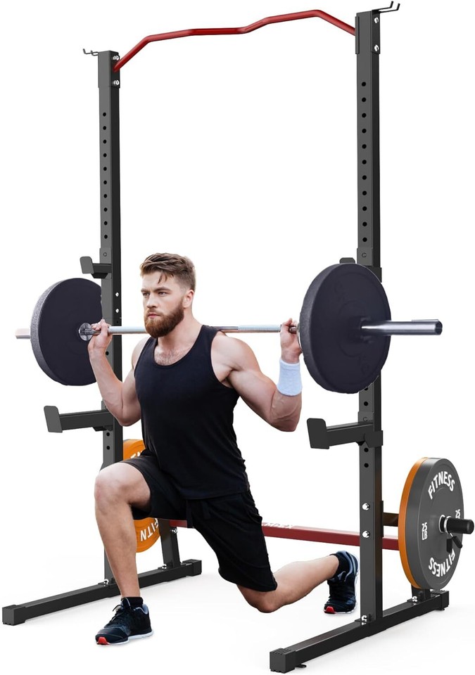 Adjustable Squat Rack Barbell Rack Squat Stand Bench Press Pull Up Home ...