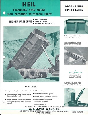 Truck Hoist Brochure - Heil - HPT-53/63 Telescopic Hoist - Dump - c1970 ...