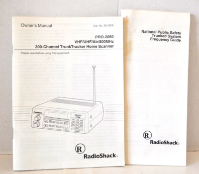 Radio Shack Scanner Pro 2050 Original Replacement Manual & Frequency ...