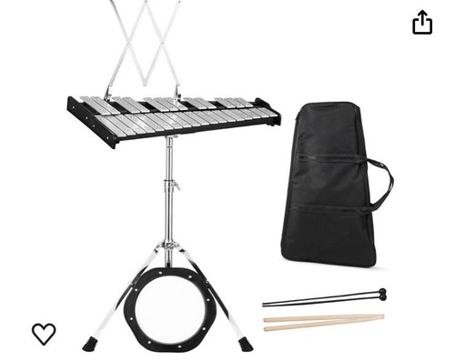 30 Notes Percussion Glockenspiel Bell Kit w/ Practice Pad Mallets ...