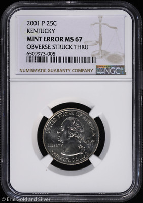 2001-P 25C Kentucky State Quarter NGC MS 67 | Mint Error Obverse Struck ...