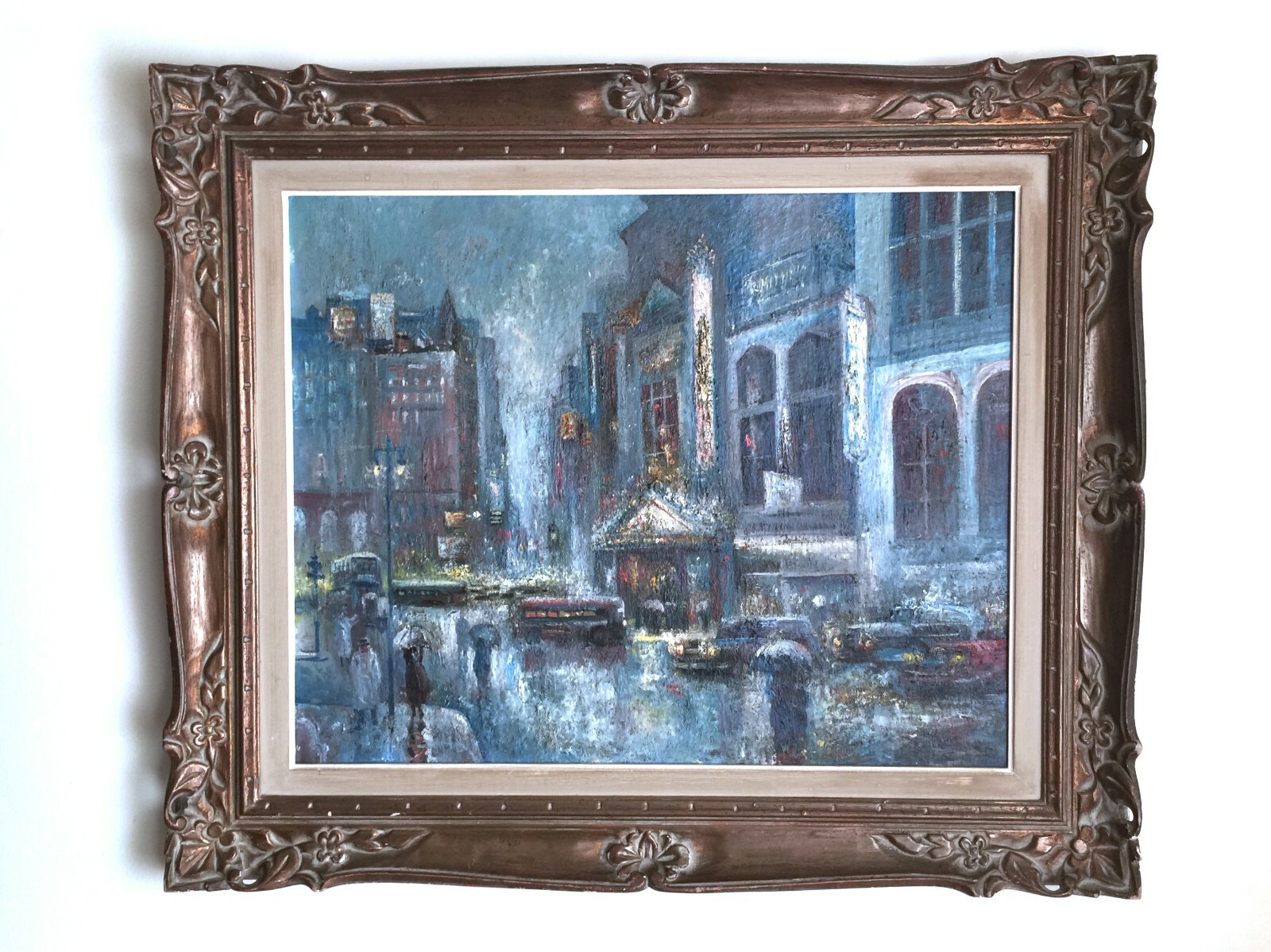 Theodore Glass Framed Oil Painting Of Street Scene Of Chicago Or ...