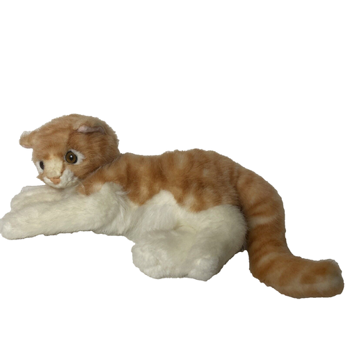 Russ Caress Soft Pets Cory Ginger Tabby Cat Plush Vtg Korea Laying Down ...