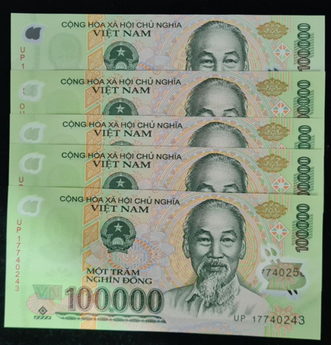 Vietnam ( 5x 100000 ) DOLLARS BANKNOTE CURRENCY VND Vietnamese Dong UNC ...
