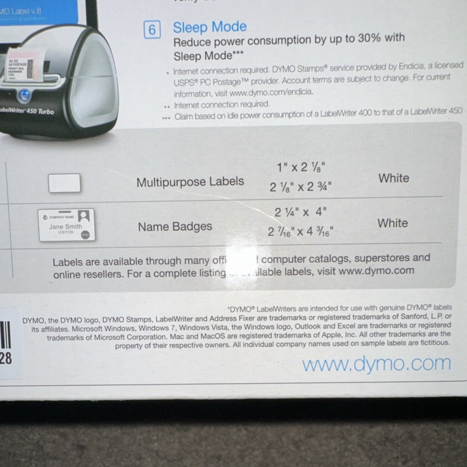 Dymo LabelWriter 450 Turbo High-Speed Label and Postage Printer for PC ...