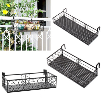 Hanging Trough Planter Balcony Railing Flower Rack Fence Garden Plant ...