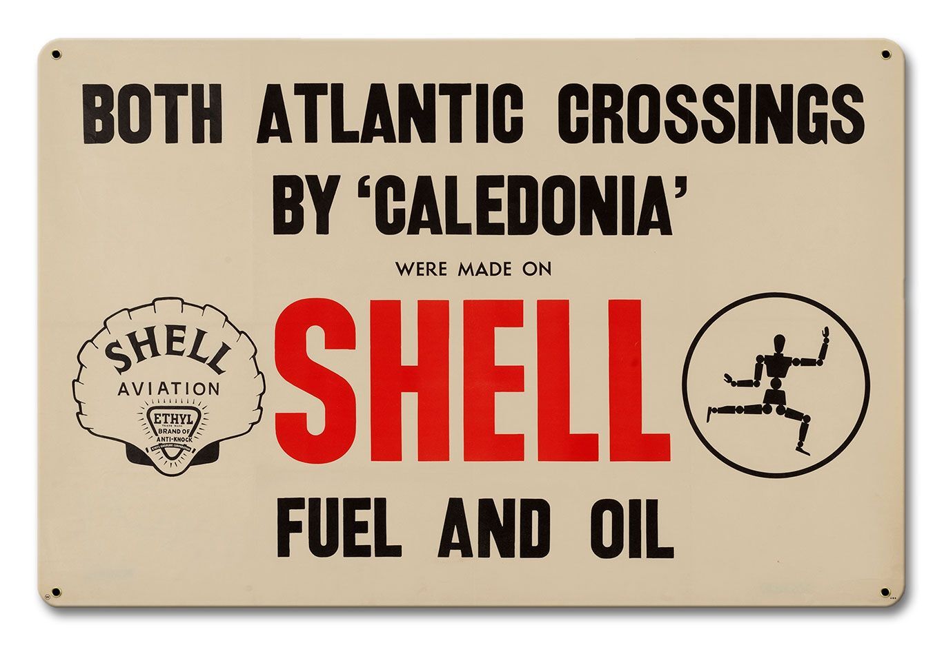 SHELL ATLANTIC CROSSINGS 18" HEAVY DUTY USA MADE METAL GAS ADVERTISING ...