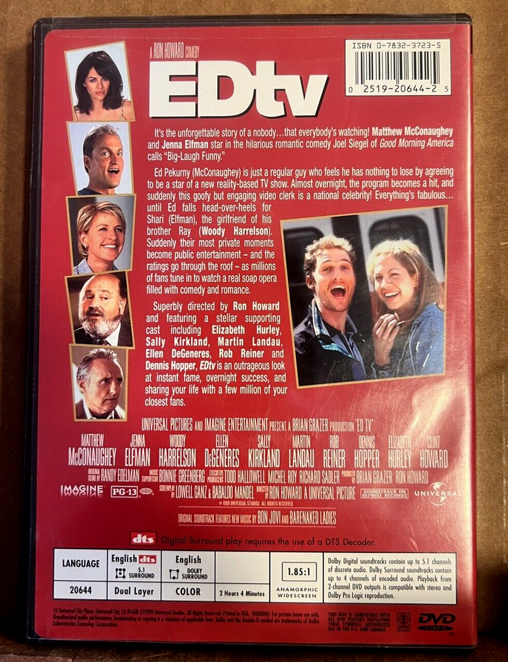 EDtv (DVD, 1999) Matthew McConaughey, Elizabeth Hurley 25192064425 | eBay