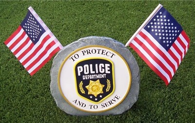 Lawn Plaque Simulated Police Garden Stone Department Man with 2 U S ...