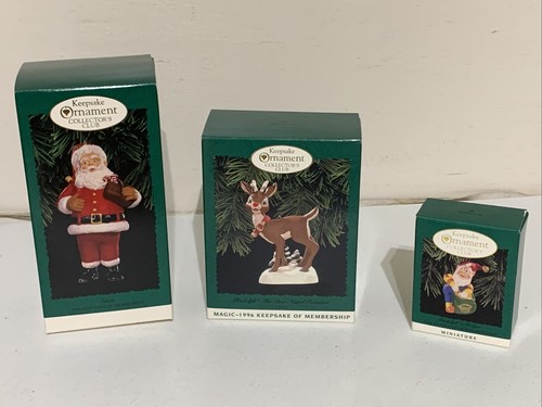 Set of 3 1996 Hallmark Collectors Club Membership Ornaments Santa ...