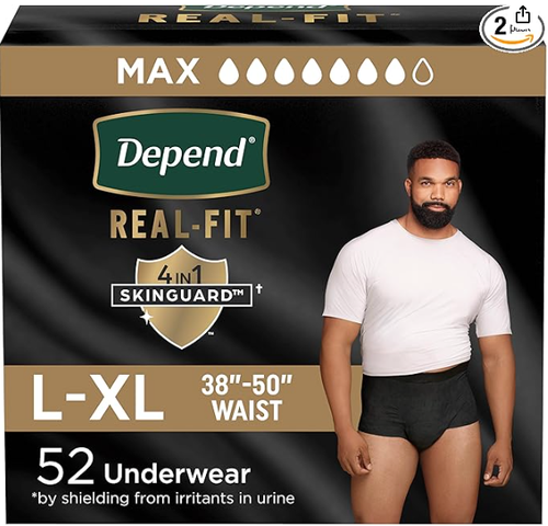 Depend L-XL Real Fit Incontinence Underwear for Men , Maximum , Grey ...