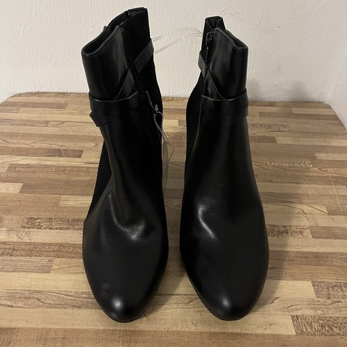 Andrew Geller Kolton Black Heeled Boots Zip Closure Almond Toe Booties ...