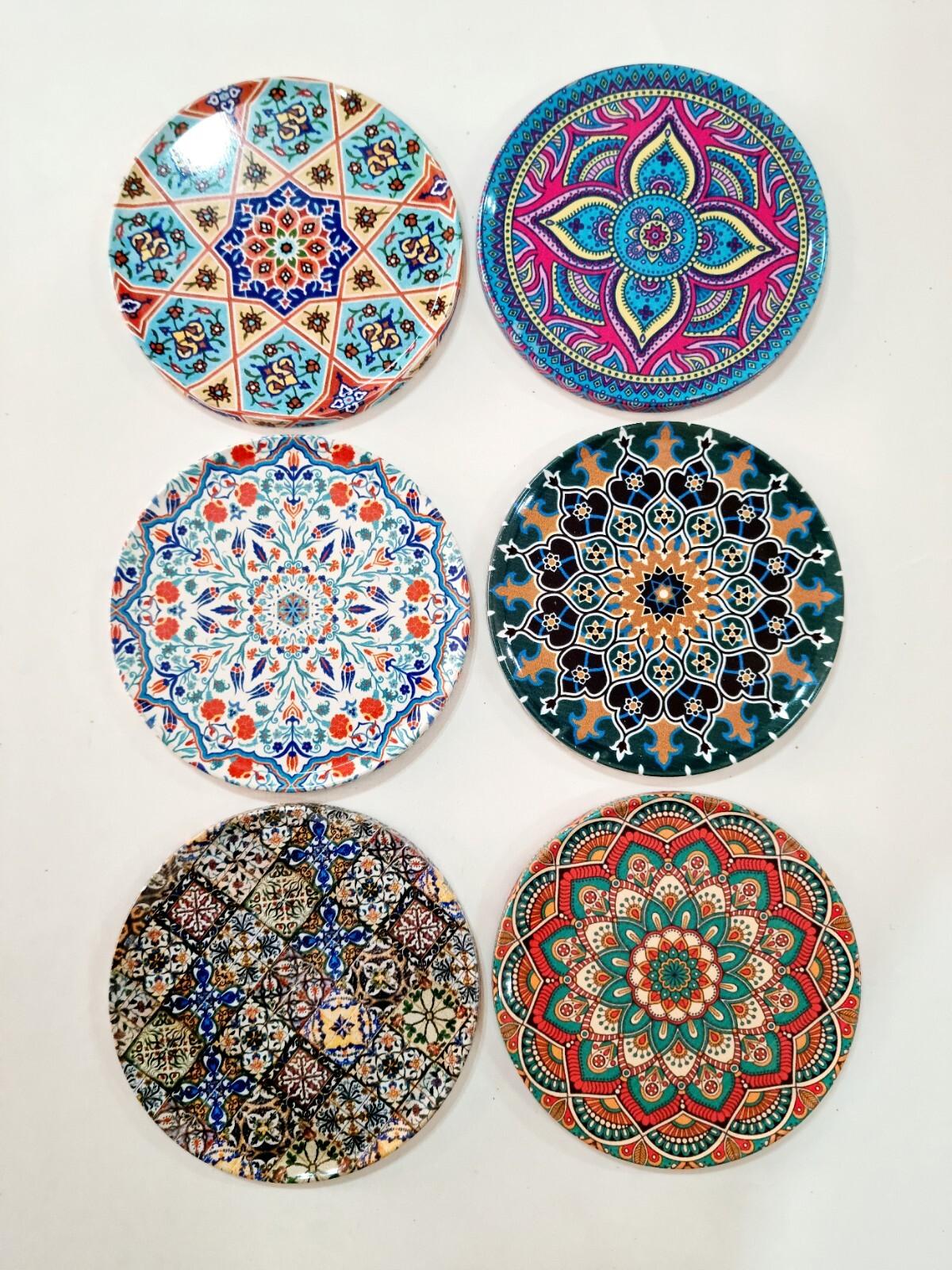 Drink Coasters Set Of 6 Turkish Moroccan Design Round Coaster Tea ...