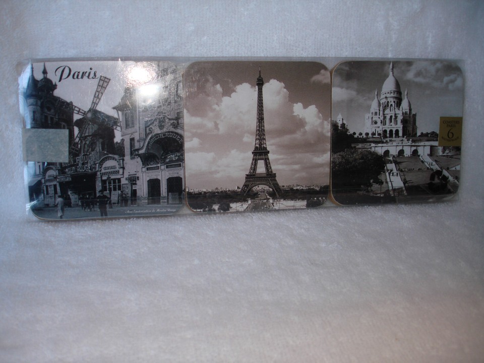 Paris Coasters Set of 6 Dessous De Verre Made in France Wood Cork New ...