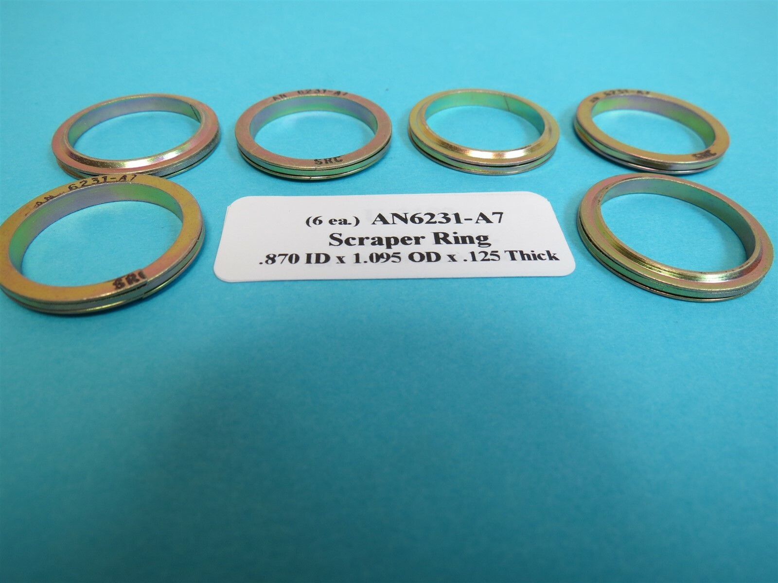 (6) AN6231-A7 Scraper Wiper Ring Alt. MS28776M2-7 Hydraulic .870 ID x 1 ...