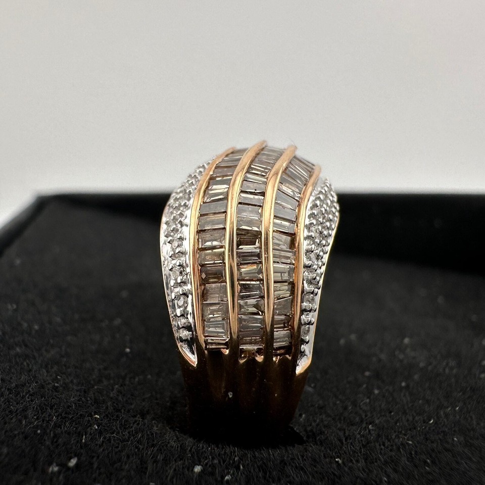 Beautiful 1.00 Carat Chocolate Diamond Baguette Tidal Wave Ring SIze 8 | eBay
