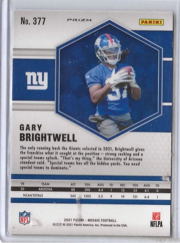 Gary Brightwell 2021 Panini Mosaic Rookies Mosaic Genesis Prizm #377 ...