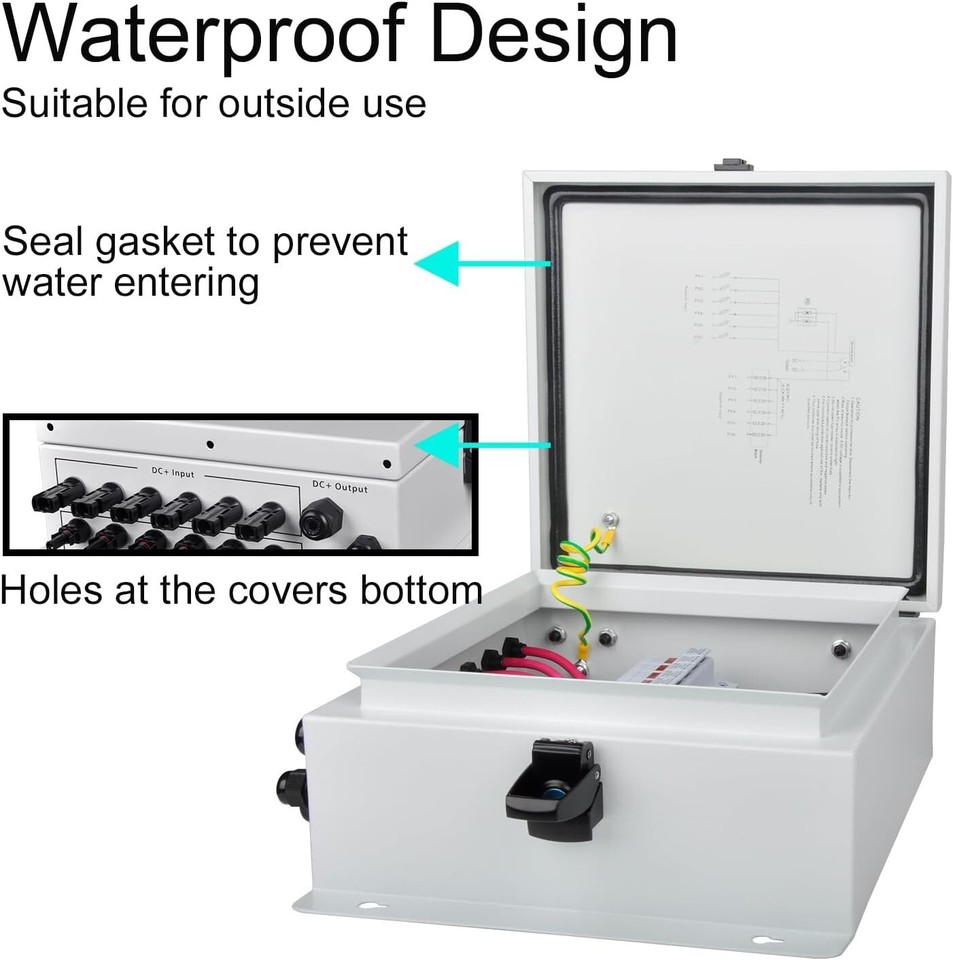 6 String PV Combiner Box Lightning Arrester 63A Circuit Breaker for ...