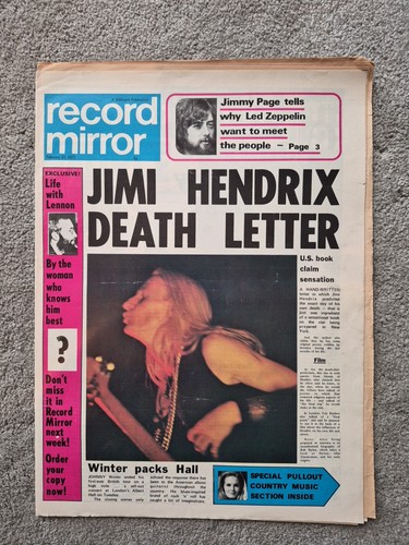Record Mirror Newspaper February 27th 1971 Jimi Hendrix Death Letter ...