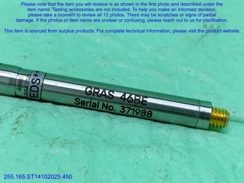 GRAS 46BE Microphone Missing Plug as shown in photos, sn:0723+Random ...