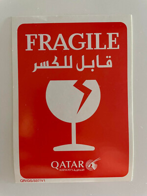 Qatar Airways FRAGILE Sticker baggage luggage tag brand new | eBay UK