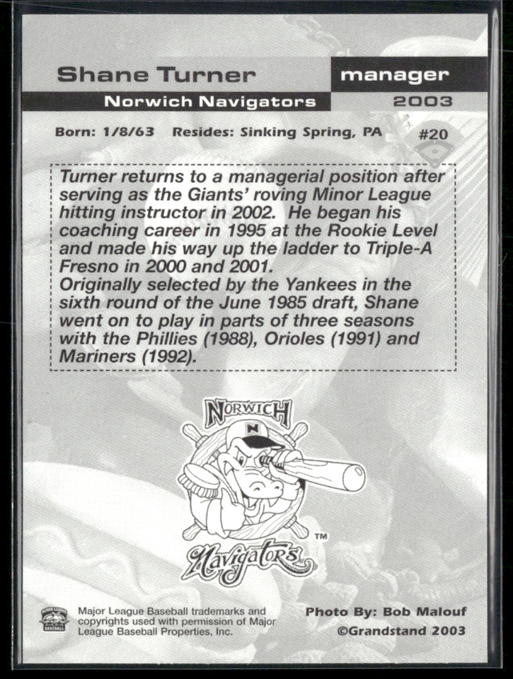 Shane Turner 2003 Norwich Navigators Team Set | eBay