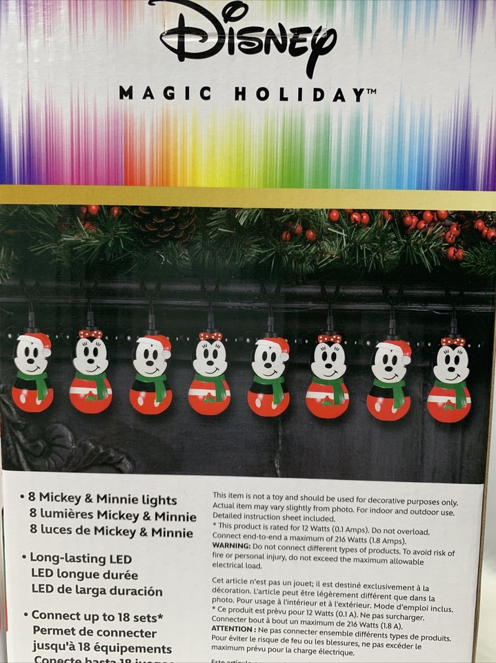 Disney Magic Holiday Mickey & Minnie Mouse Blinking LEDs Lights Holiday ...