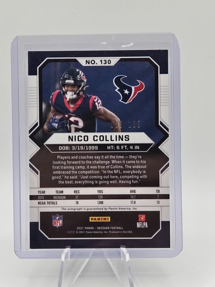 2021 Panini Obsidian Football NICO COLLINS Autograph Rookie RC #130 ...