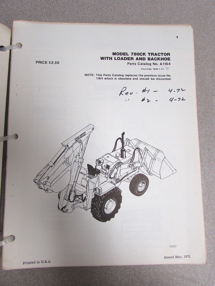 Case 780 CK Tractor Loader & Backhoe Parts Catalog Manual A1164 1971 | eBay