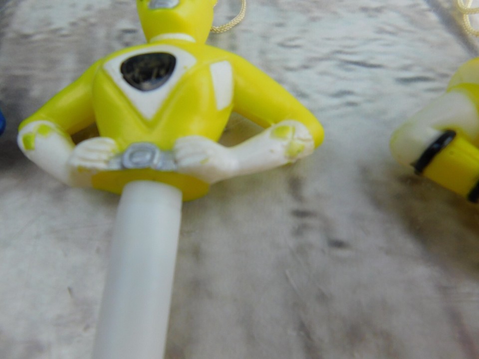 1995 Mighty Morphin Power Rangers Ink Pens Saban 4 + Container Lot (Dry ...