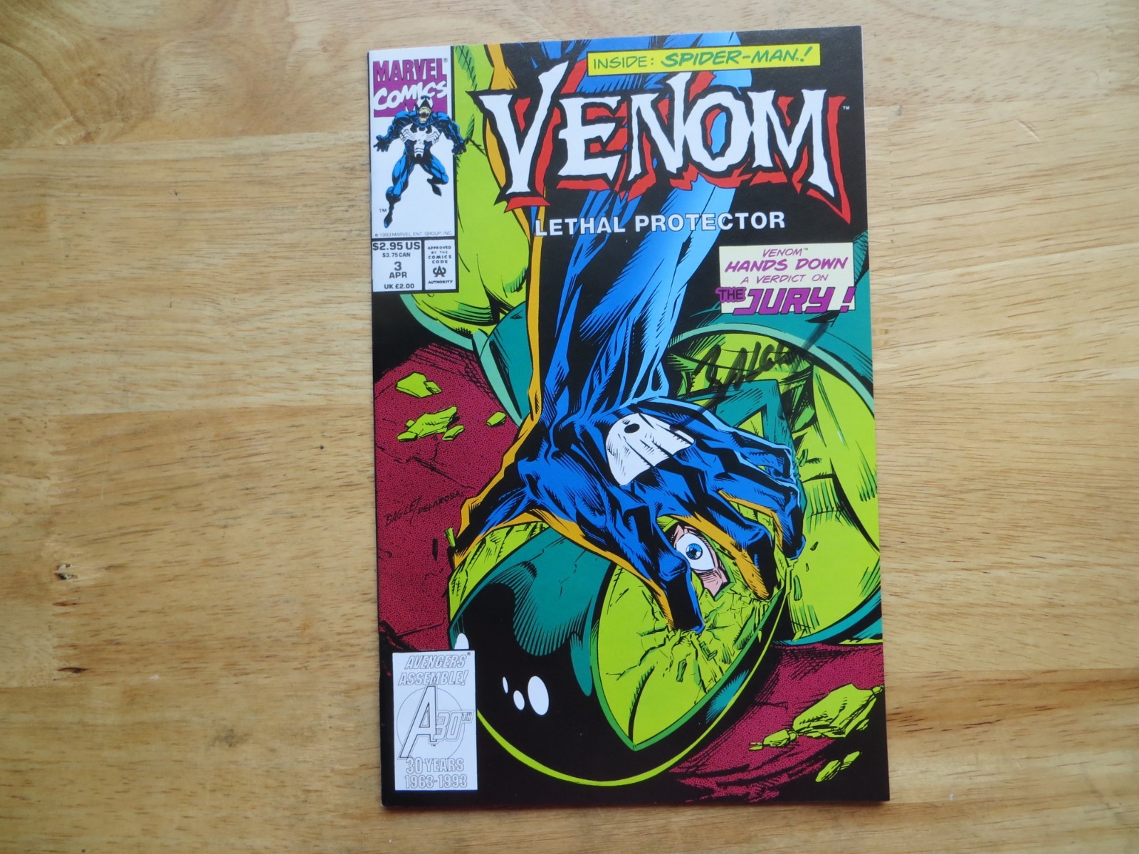 1993 VENOM LETHAL PROTECTOR # 3 SPIDER-MAN SIGNED MARK BAGLEY ART | eBay