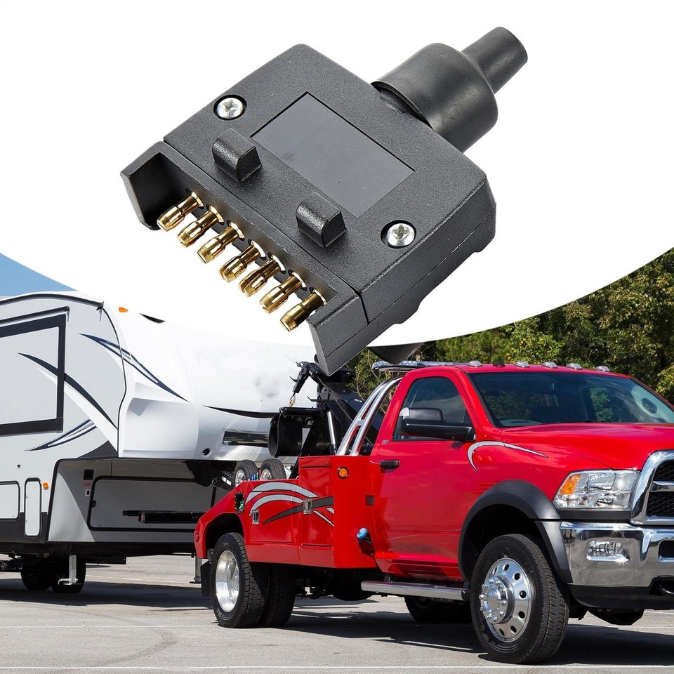 7 Pin Flat Trailer Plug Caravan Boat MALE Car Vehicle Single Part ...