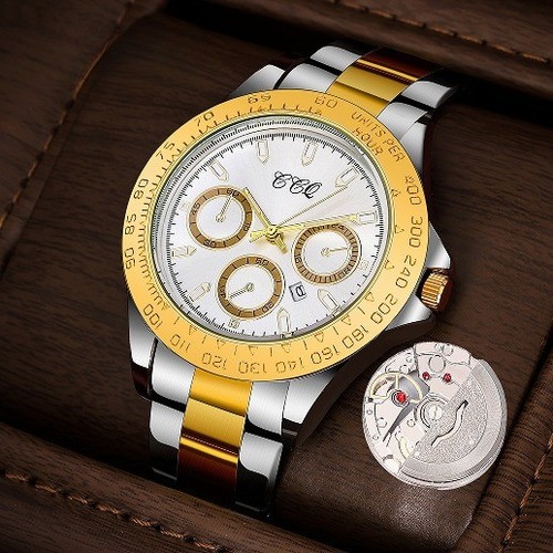CEO Gold & Silver Men’s Watch – Chronograph Style, Luxury Dress Watch ...