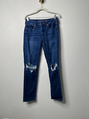 American Eagle Blue Distressed Tomgirl Jeans Women's 2 Regular | eBay