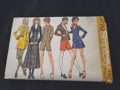 Vintage 1970s Simplicity Sewing Pattern 9770 Blazer Skirt Shorts Size ...