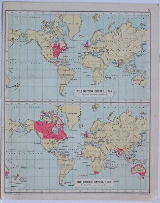 HISTORICAL MAP THE WORLD BRITISH EMPIRE 1763 ~ 1837 AUSTRALIA NORTH ...