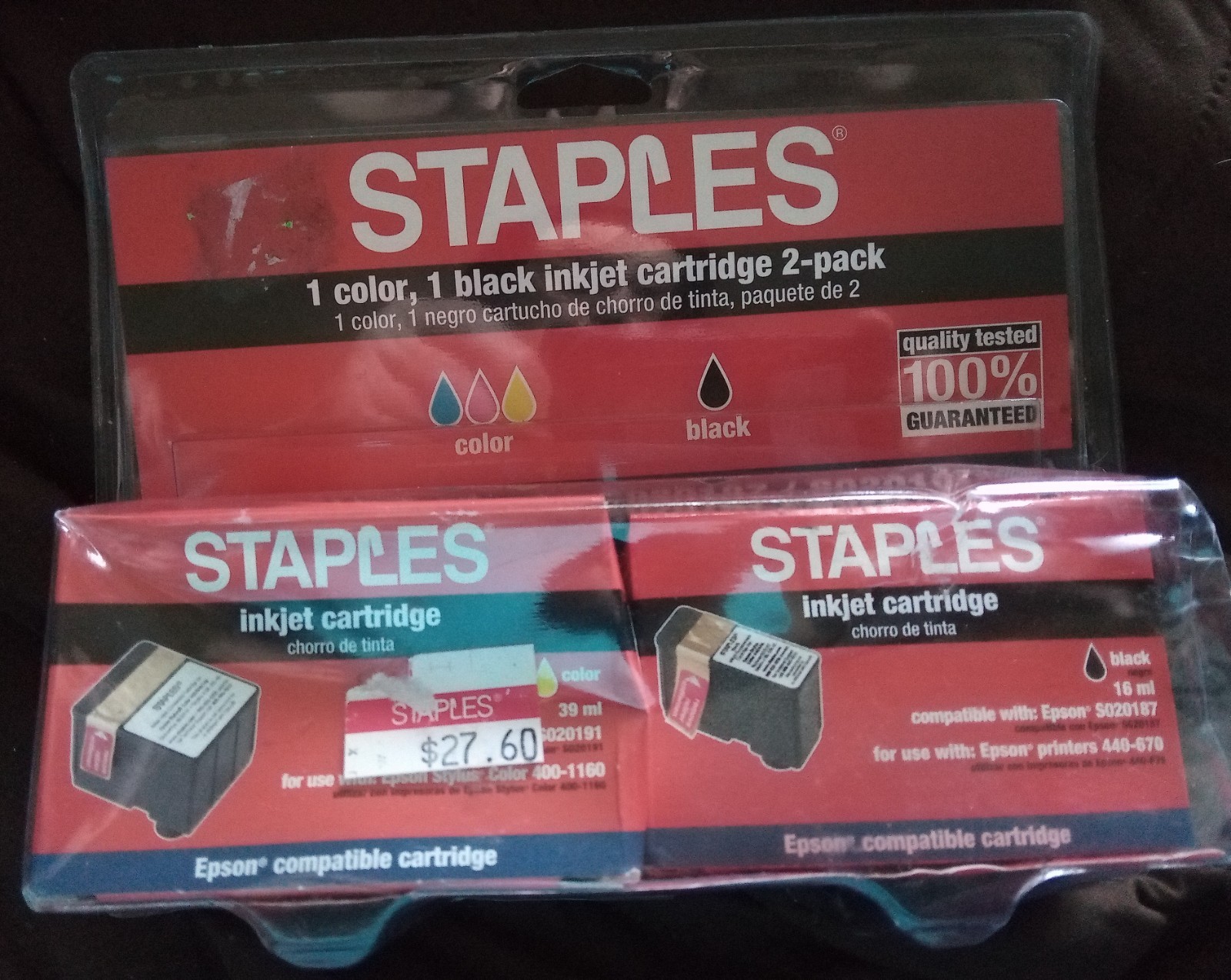 2 Inkjet Printer Cartridge 1 COLOR 1 BLACK for Epson SO20187, SO20191 ...